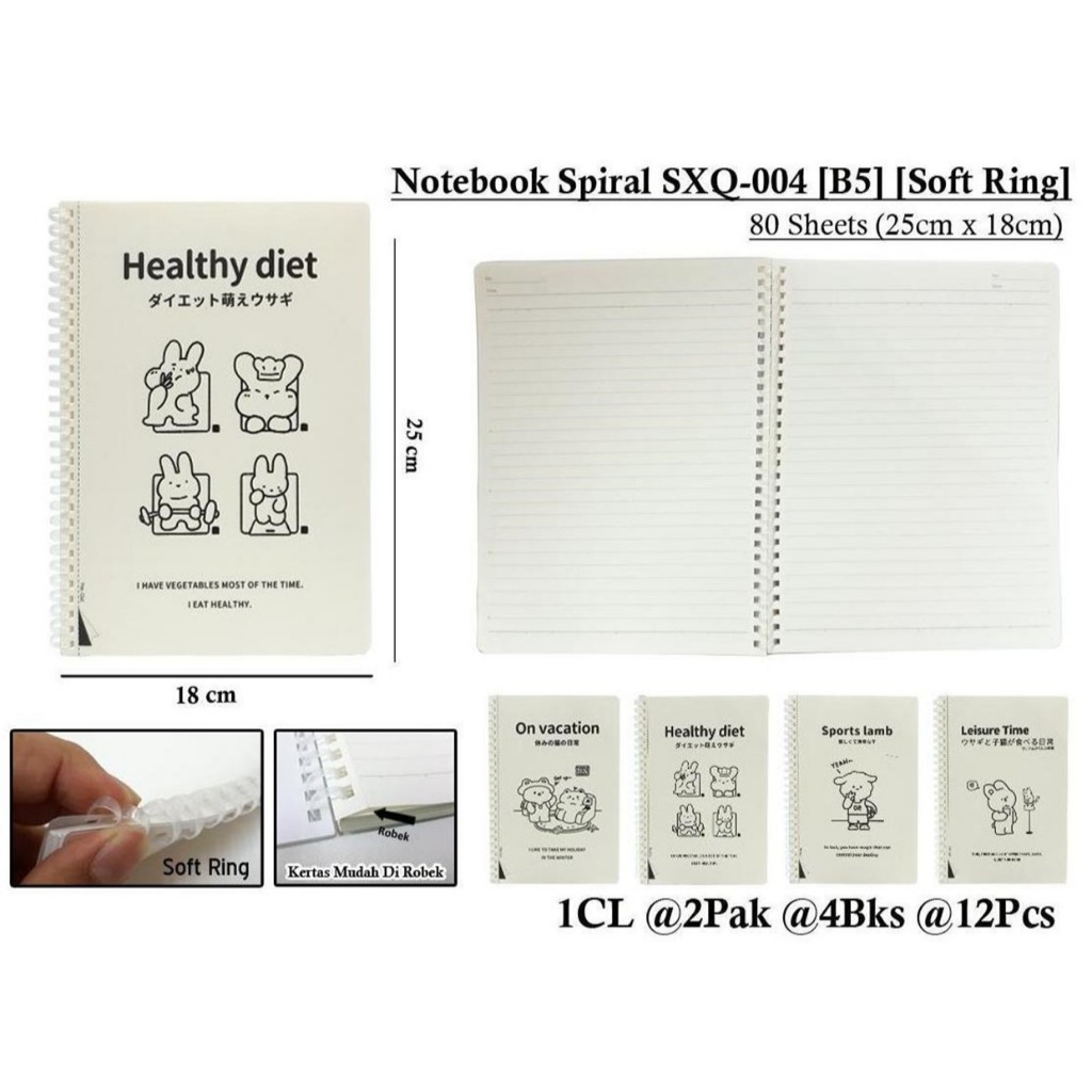 Jual WENGU NOTEBOOK SPIRAL SOFT RING - BUKU SPIRAL 80 LEMBAR Sxq-004 ...