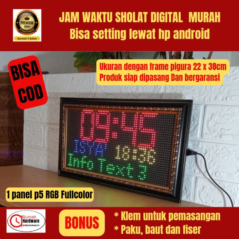 Jual Jam Waktu Sholat Masjid digital Fullcolor JWS panel p5 | Shopee ...