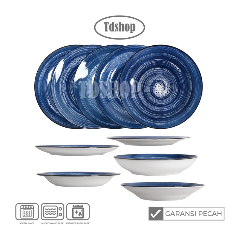 Jual TDSHOP PIRING KERAMIK BULAN BLUE JAPAN / PIRING MAKAN CEPER ...