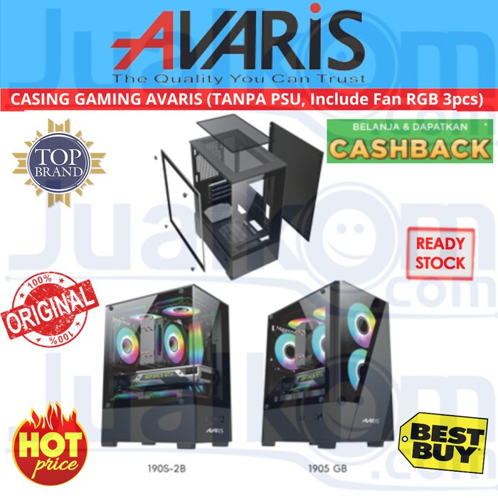Jual Casing PC Gaming Case AVARIS Free 3 Fan RGB | Shopee Indonesia