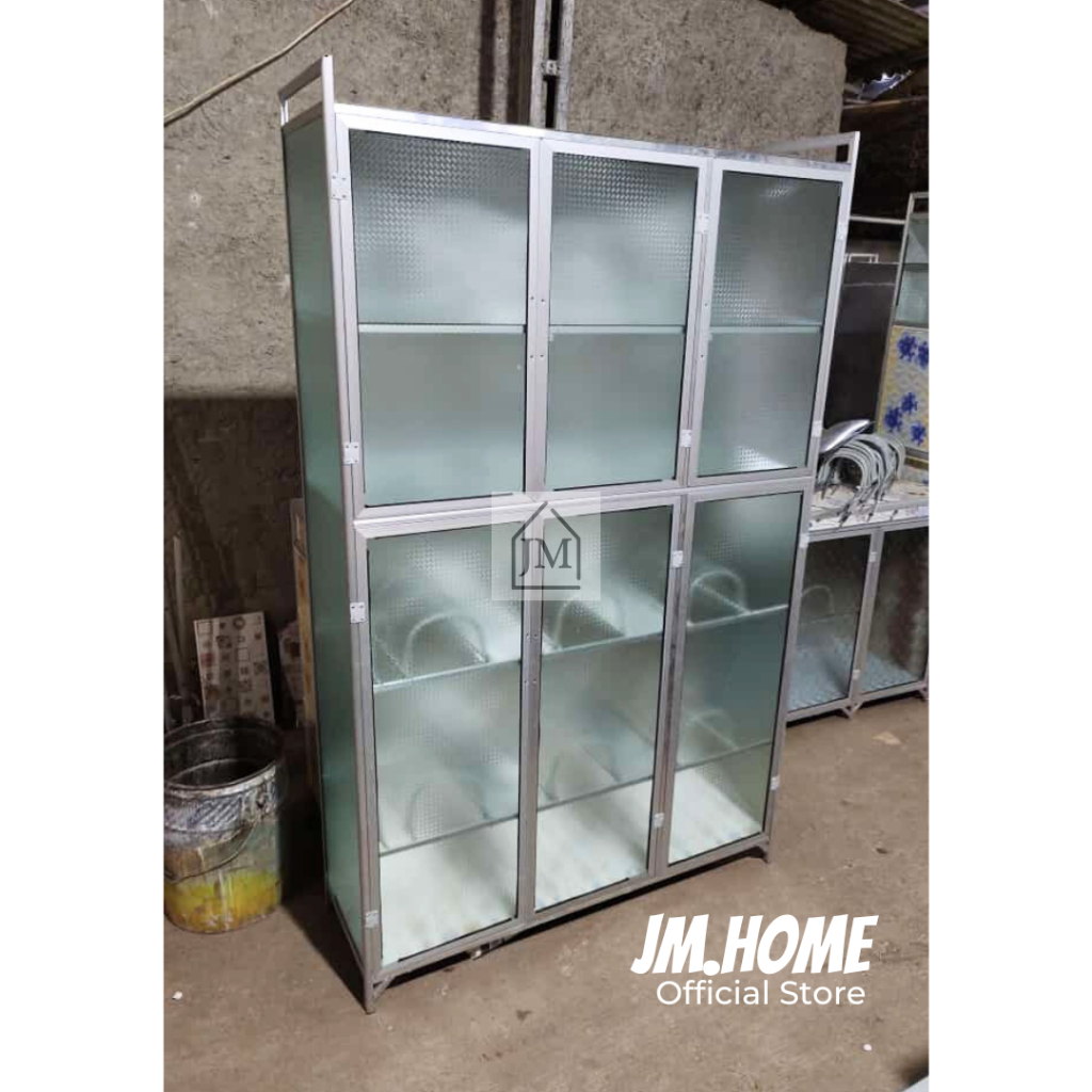 Jual Rak Piring Box Aluminium 3Pintu Kaca Keramik Tertutup Eko 100 Full ...