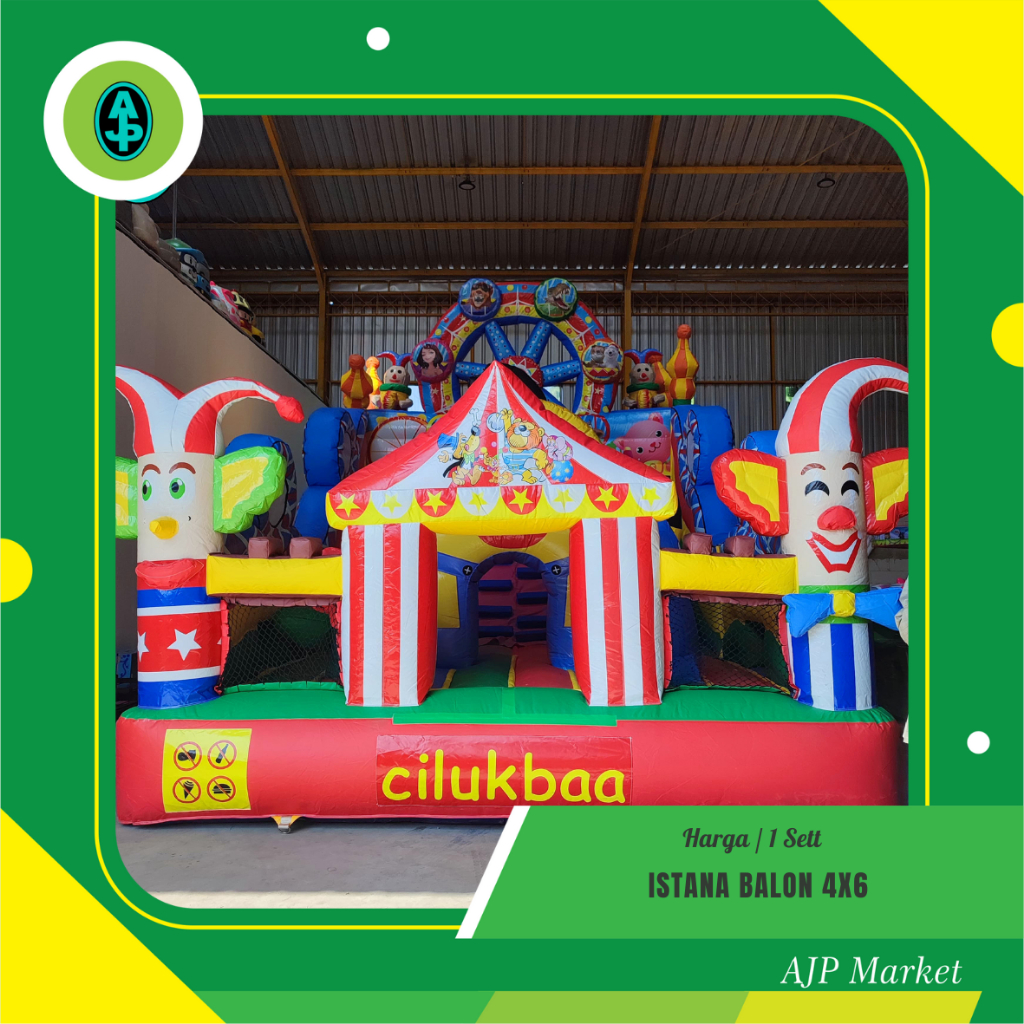 Jual Istana Balon Rumah Balon ukuran 4x6 double slide lengkap prosotan ...