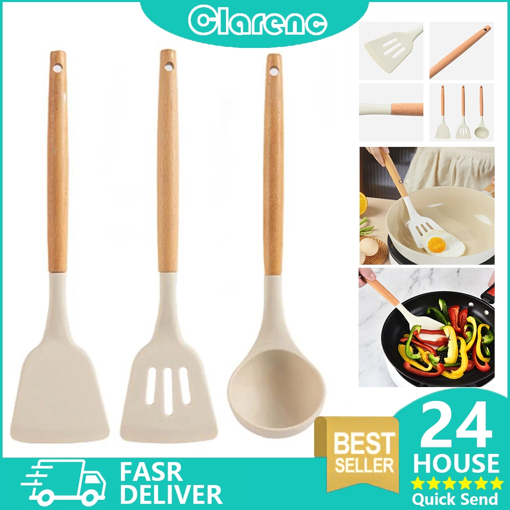 Jual Spatula silikon tahan panas/Silicone Utensil Set 3pcs/sendok sup ...
