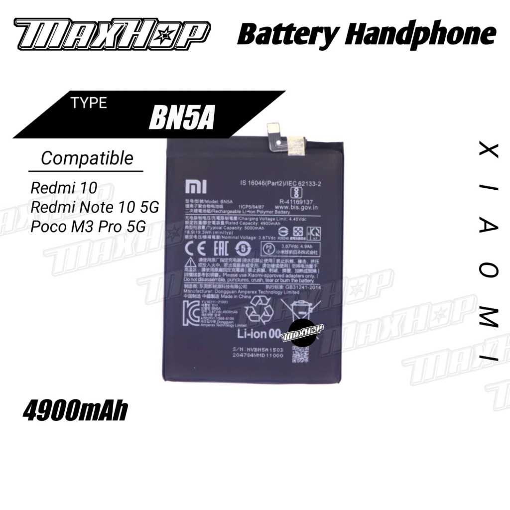 Jual Baterai Xiaomi Redmi 10 / Note 10 5G / Poco M3 Pro 5G / BN5A Original OEM Battery Handphone ...