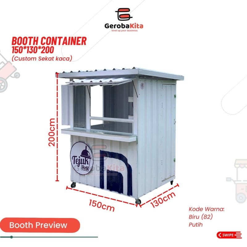 Jual booth kontainer 150x130x200 custom kaca menu | Shopee Indonesia