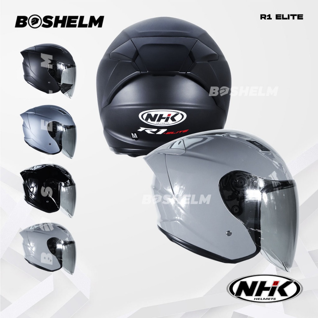 Jual BOSHELM Helm NHK R1 ELITE SOLID Helm Half Face SNI | Shopee Indonesia