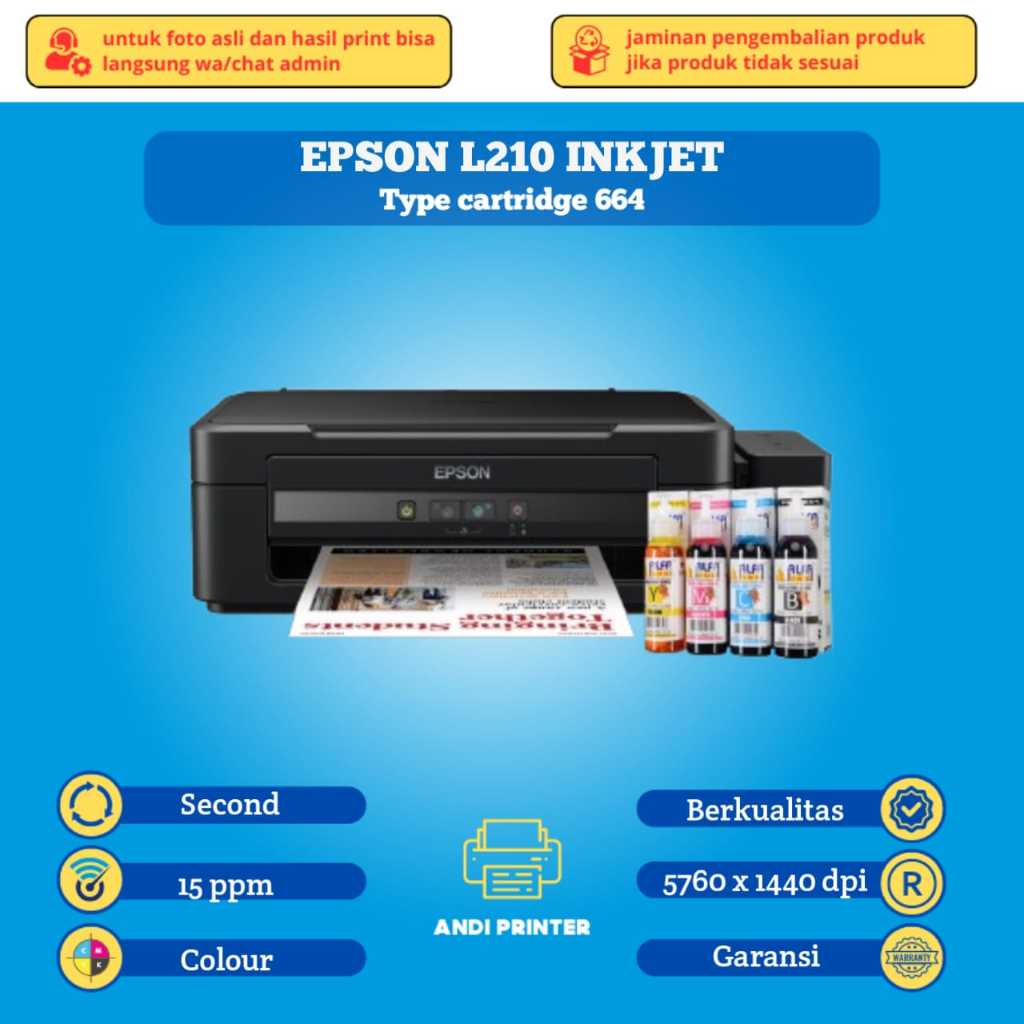Jual Epson L210 Print Scan Copy hasil nozzel full 100 % siap pakai ...