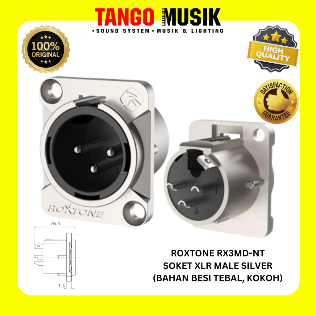 Jual SOKET CASIS JANTAN ROXTONE RX3MD-NT ORIGINAL / SOKET CANON KAKI LURUS / SOKET CANON MALE ...