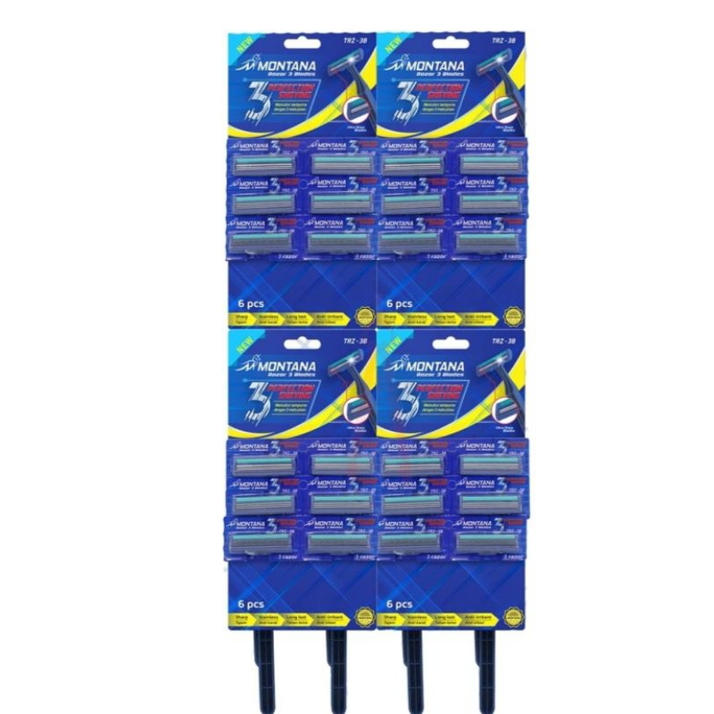 Jual (1 renteng isi 24pcs) Cukur Mata 3 MURAH / Cukur janggut KISSAKI / KISSAKI Alat Cukur Biru ...