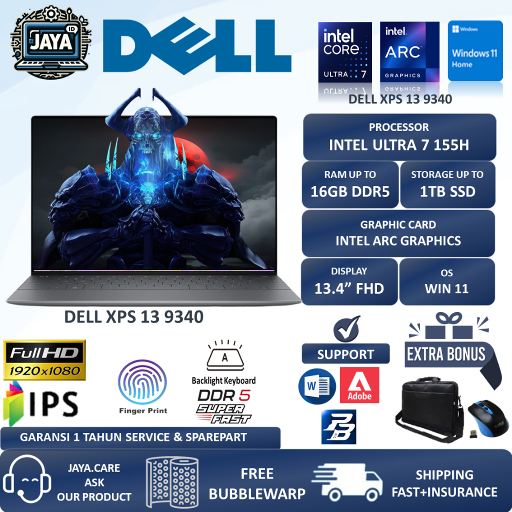 Jual LAPTOP DELL XPS 13 9340 INTEL ULTRA 7 155H RAM 16GB DDR5 1TB SSD ...