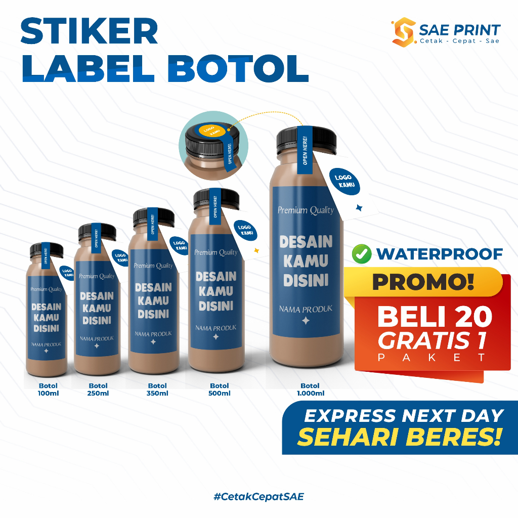 Jual STIKER LABEL BOTOL KEMASAN / UKURAN 100 - 1000ML / LABEL BOTOL ...