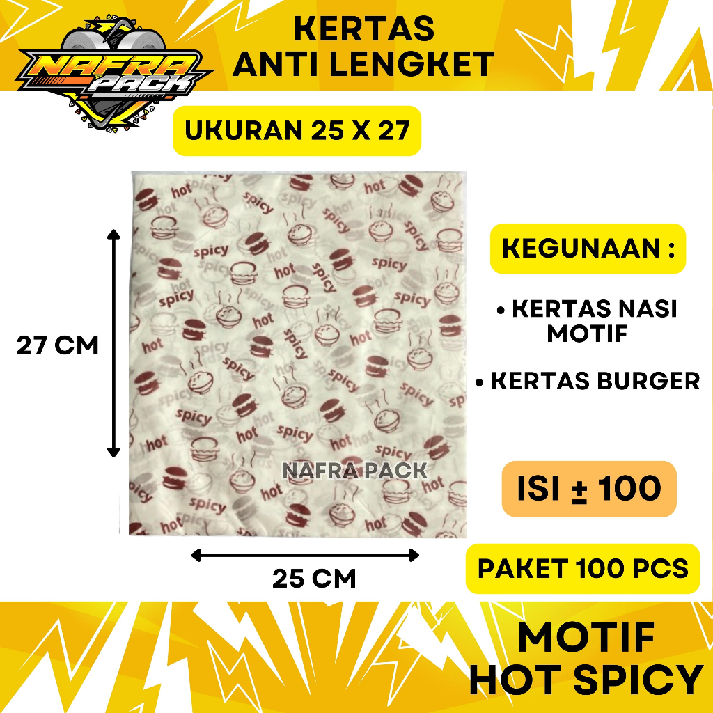 Jual PAKET HEMAT Kertas Nasi KFC Motif Hot Spicy Kertas Pembungkus Nasi ...