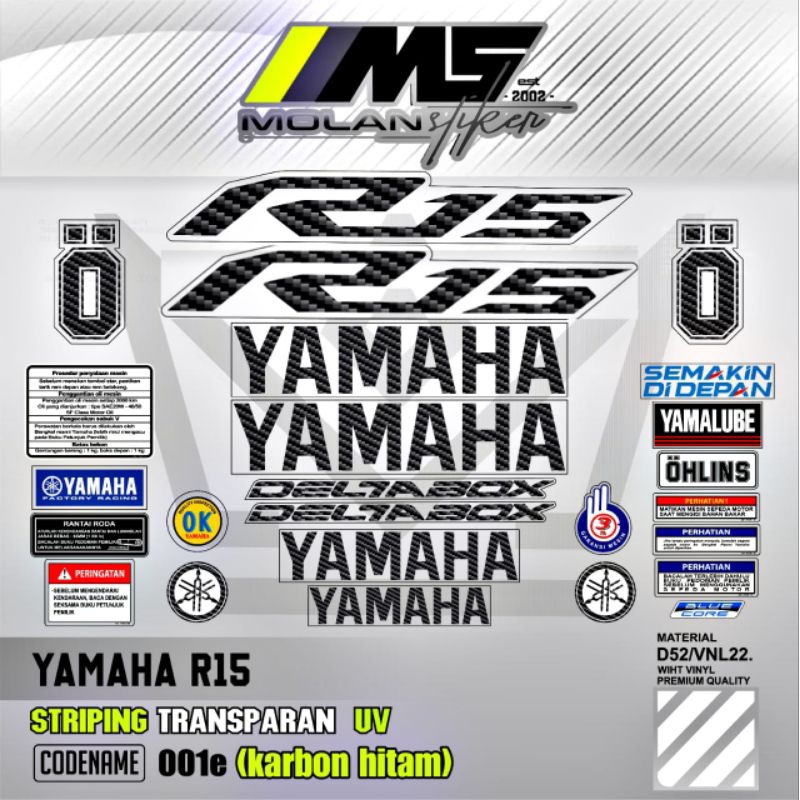 Jual Sticker Striping Variasi Transparan Uv R15 Old Yzf R15 V2 R15M R15 ...