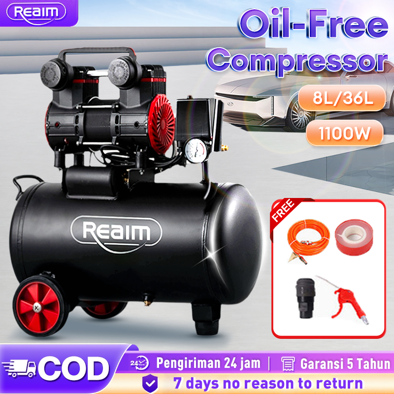 Jual REAIM Air Compressor 12/36L Kompresor Angin Oiless Listrik 1100W ...