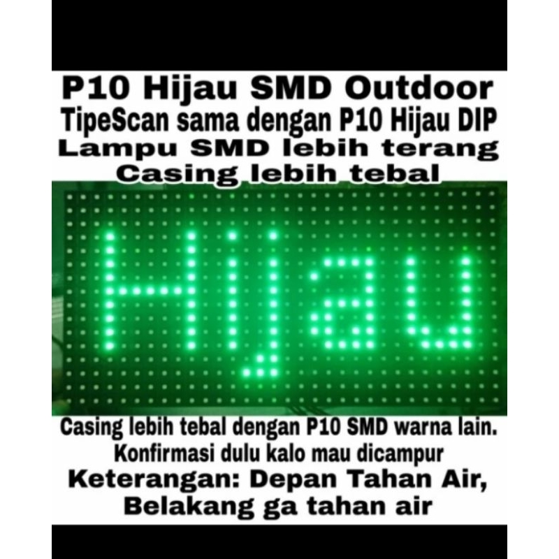 Jual Panel Module Modul LED P10 Running Text SMD HIJAU Full Outdoor ...