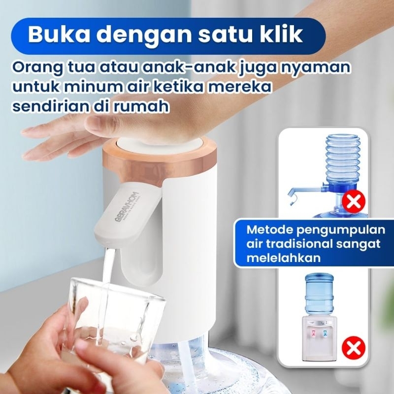 Jual BRAVHOM Pompa Galon Electric Dapat Dilipat USB Dispenser Portable ...