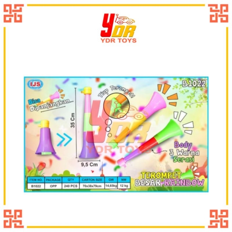 Jual TEROMPET TAHUN BARU BESAR/TROMPET BESAR RAINBOW 3 SUSUN PANJANG ...