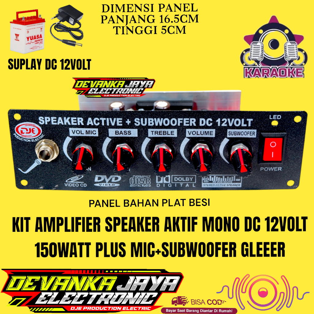 Jual Kit Power Amplifier Mono 150WATT DC 12Volt Subwoofer Plus Mic ...