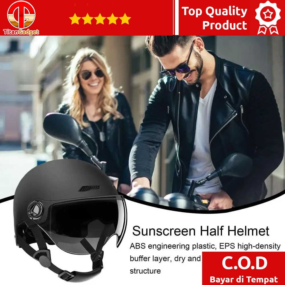 Jual Helm Sepeda Skuter Retro Motorcycle Helmet with Visor - LG-20 ...