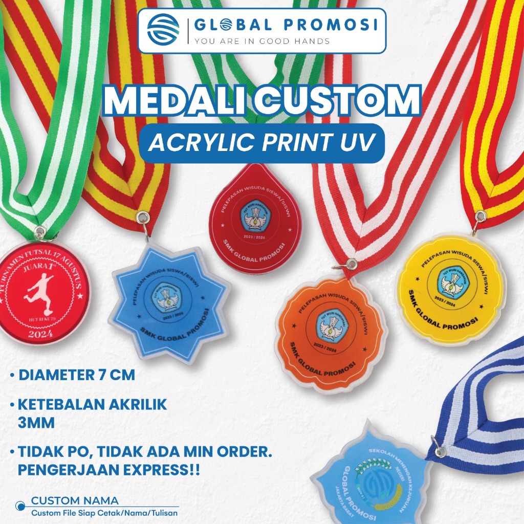 Jual TANPA PO Custom Medali Akrilik 3MM Print UV Cetak 2 sisi Wisuda ...