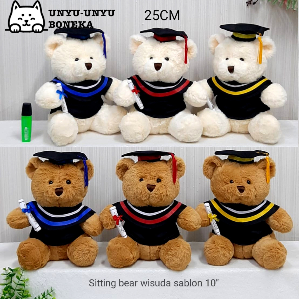 Jual boneka toga wisuda teddy bear 25cm lembut graduation toga wisuda ...