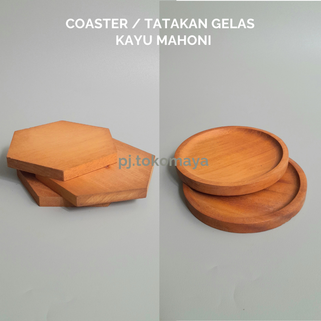Jual Coaster Kayu Heksagonal Bulat / Tatakan Gelas Kayu Mahoni Hexagon ...