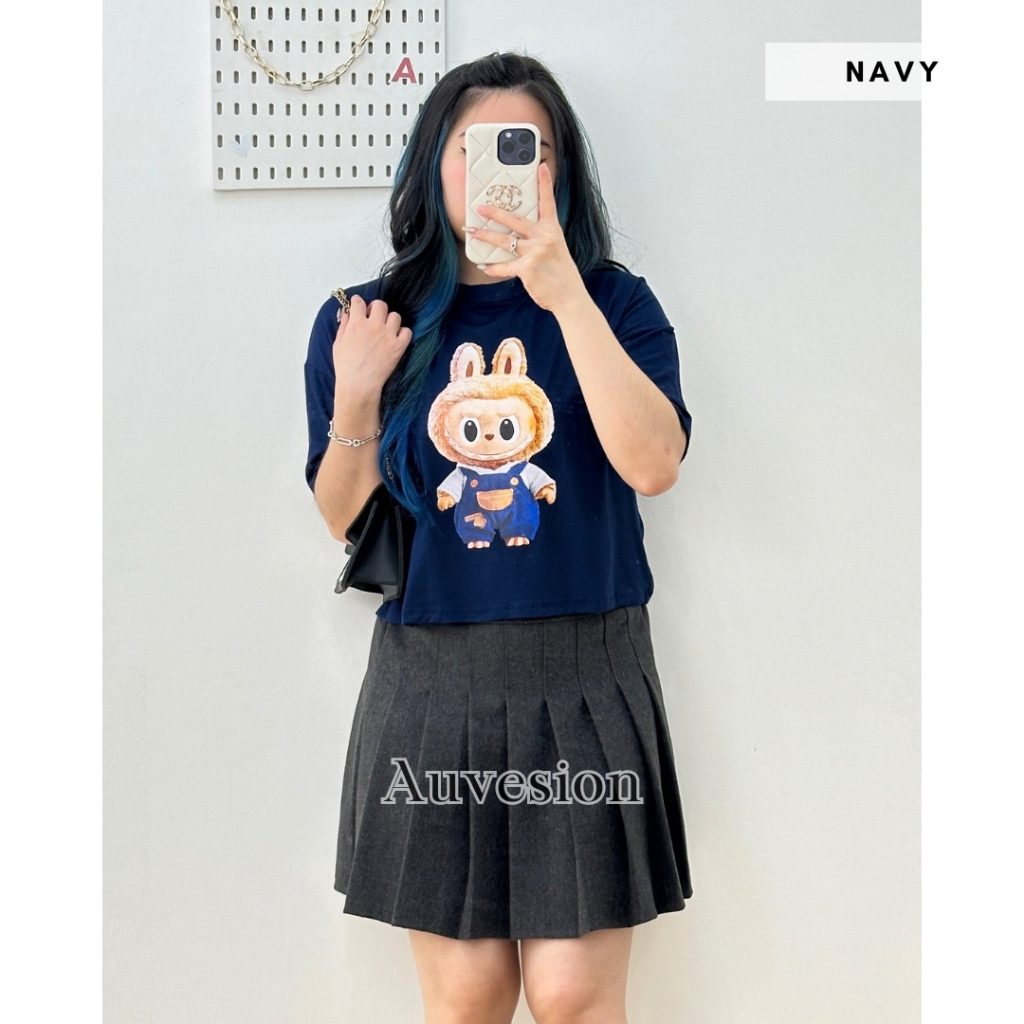 Jual AUVESION Labubu Brown Spandex Crop Top 6248 | Atasan Wanita Katun ...