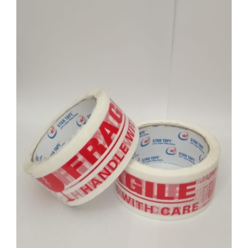 Jual Lakban Fragile Merah / Fragile Putih Star Tape Lakban Jangan Di ...