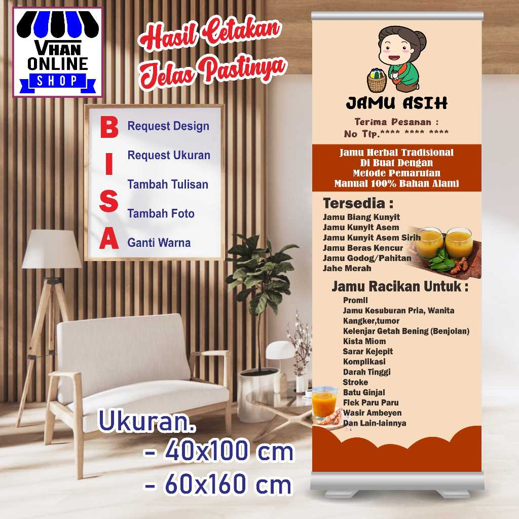 Jual Cetak Spanduk Banner Custom Jualan Jamu atau Minuman Jamu | Shopee ...