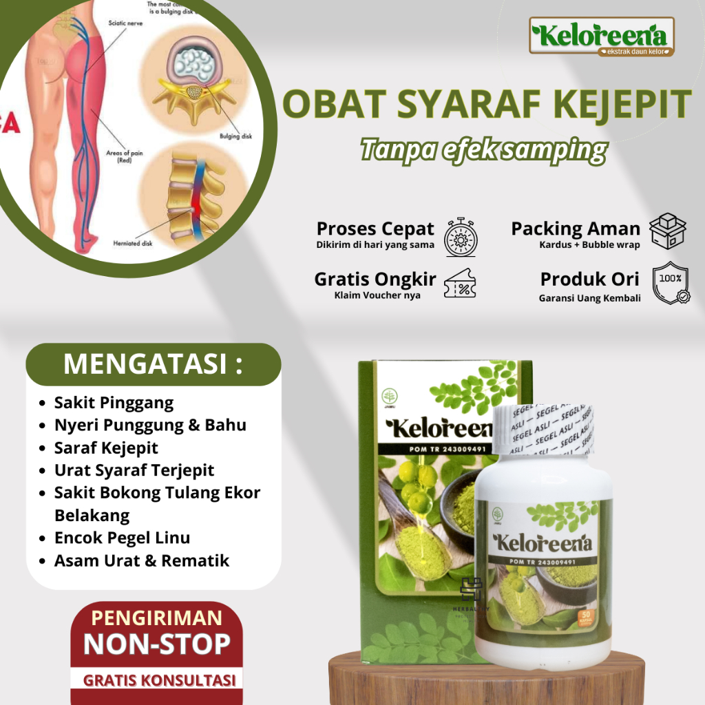 Jual Obat Herbal Saraf Kejepit, Sakit Pinggang, Saking Bokong Tulang ...