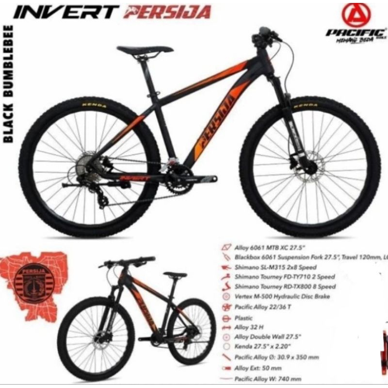 Jual Sepeda MTB 27.5 Pacific INVERT PERSIJA Hidrolik 2x8 speed | Shopee ...