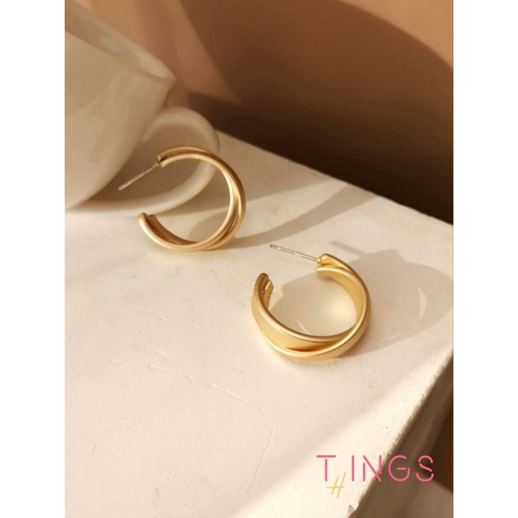 Jual Things Anting Titanium Elegan Bulat Emas Doff, kualitas Premium ...