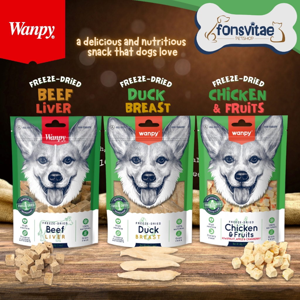 Jual Wanpy Freeze Dried Dog Snack 40gr - Snack Anjing | Shopee Indonesia