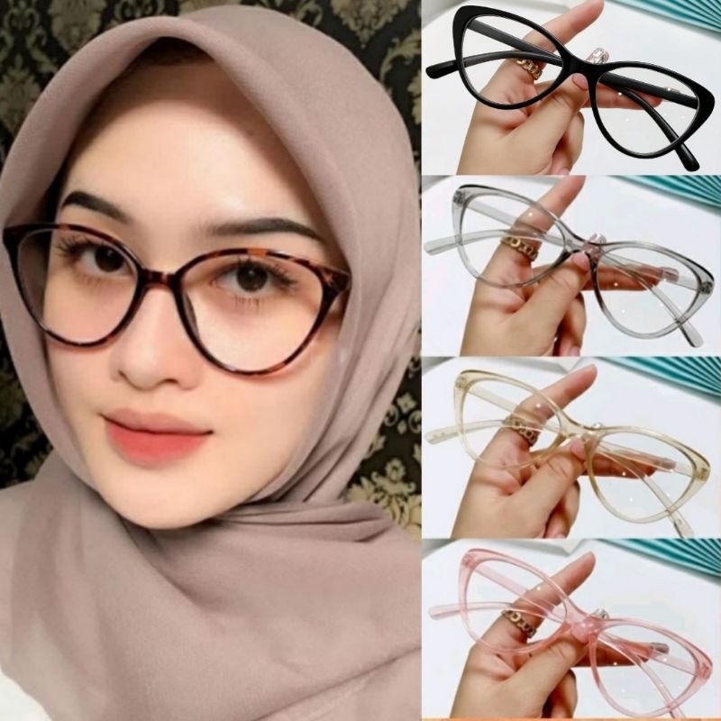 Jual Kacamata Cat Eye Wanita Tren Terbaru Kaca Mata Lensa Bening Women ...