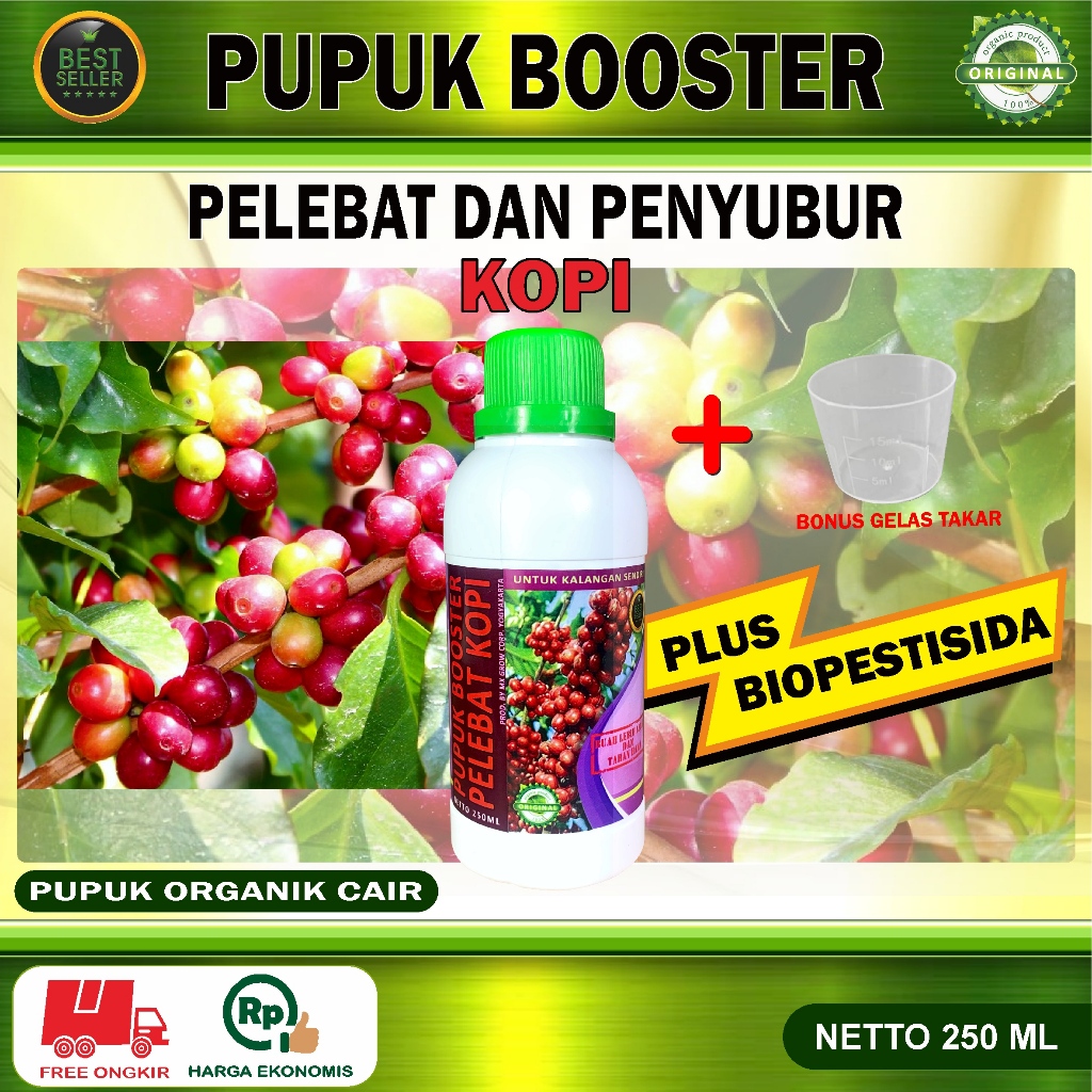 Jual Pupuk Organik Cair Pelebat Penyubur KOPI 250 ml / Booster Buah KOPI / Pupuk Rabuk KOPI 250 ...