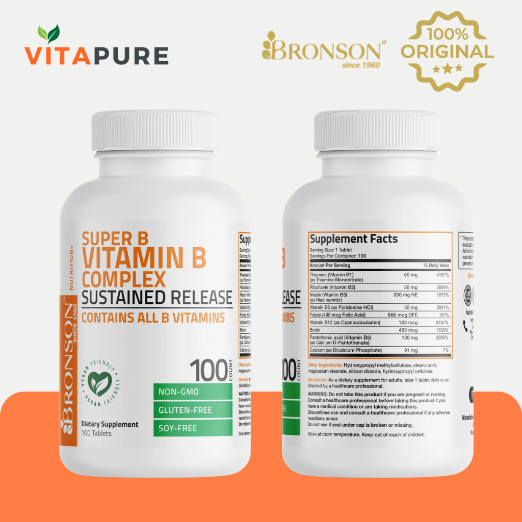 Jual Vitamin B Complex Bronson (B1, B2, B3, B5, B6, B12) - 100 Tablets ...