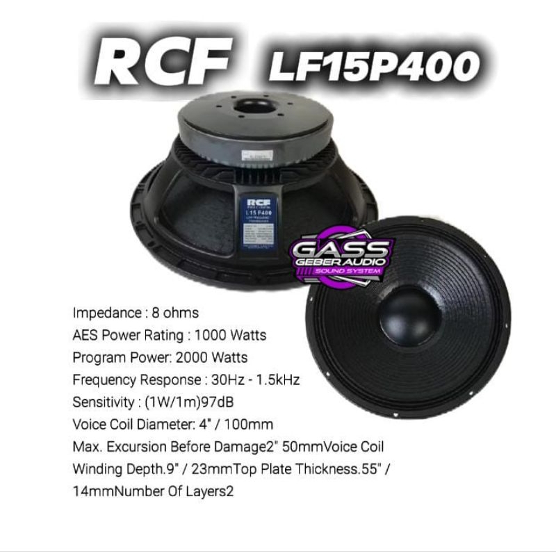 Jual Speaker 15 inch RCF 15P400 VC4 LF15P400 | Shopee Indonesia
