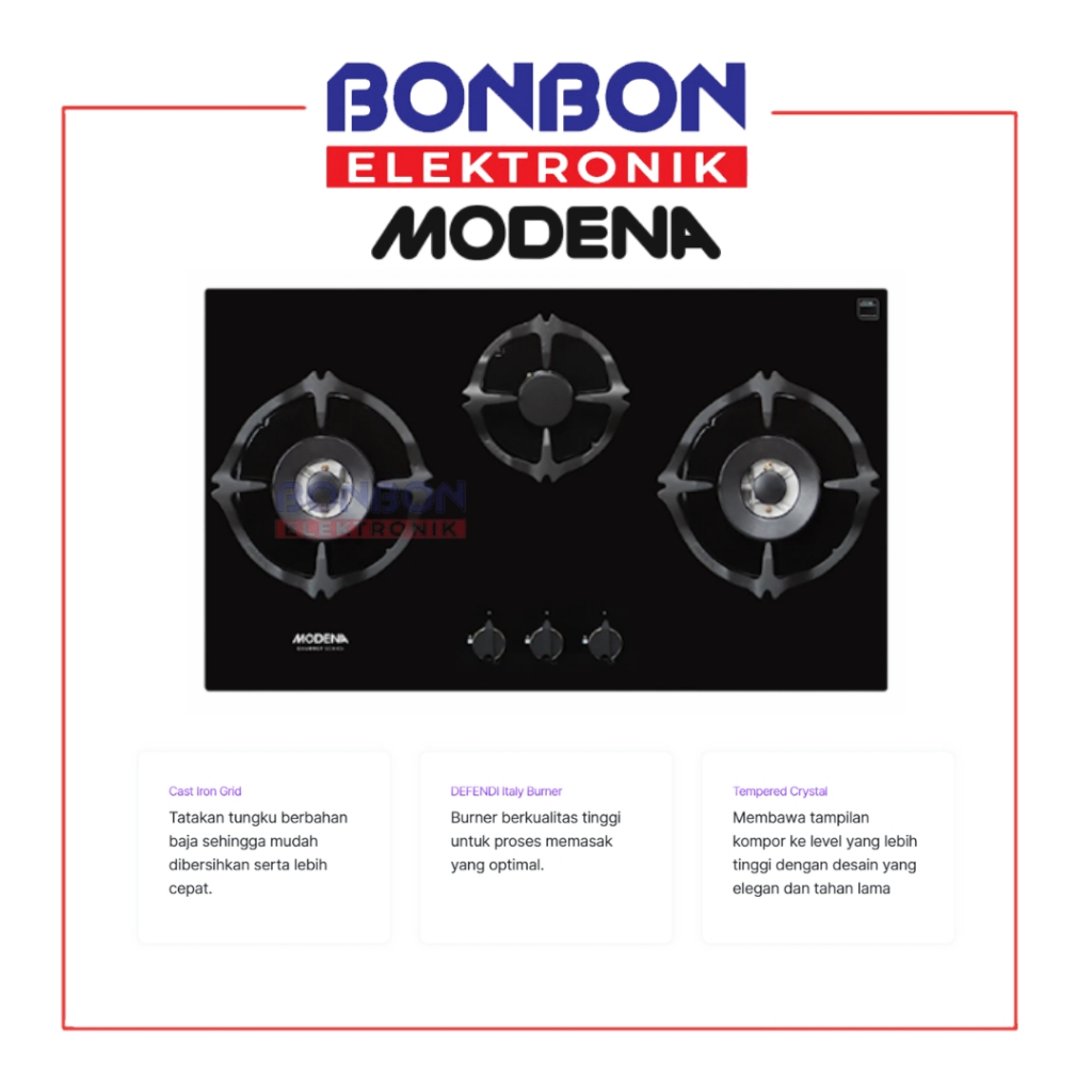 Jual Modena Kompor Tanam Gas 3 Tungku BH 4937 / BH4937 Gas Hob | Shopee ...
