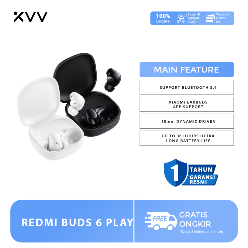 Jual Redmi Buds 6 Play TWS Bluetooth 5.4 Baterai 36 Jam | Shopee Indonesia