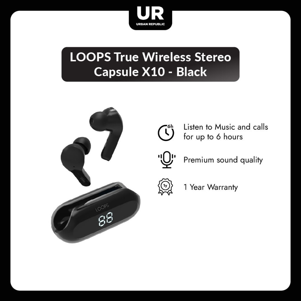 Jual LOOPS True Wireless Stereo Capsule X10 - Black | Shopee Indonesia