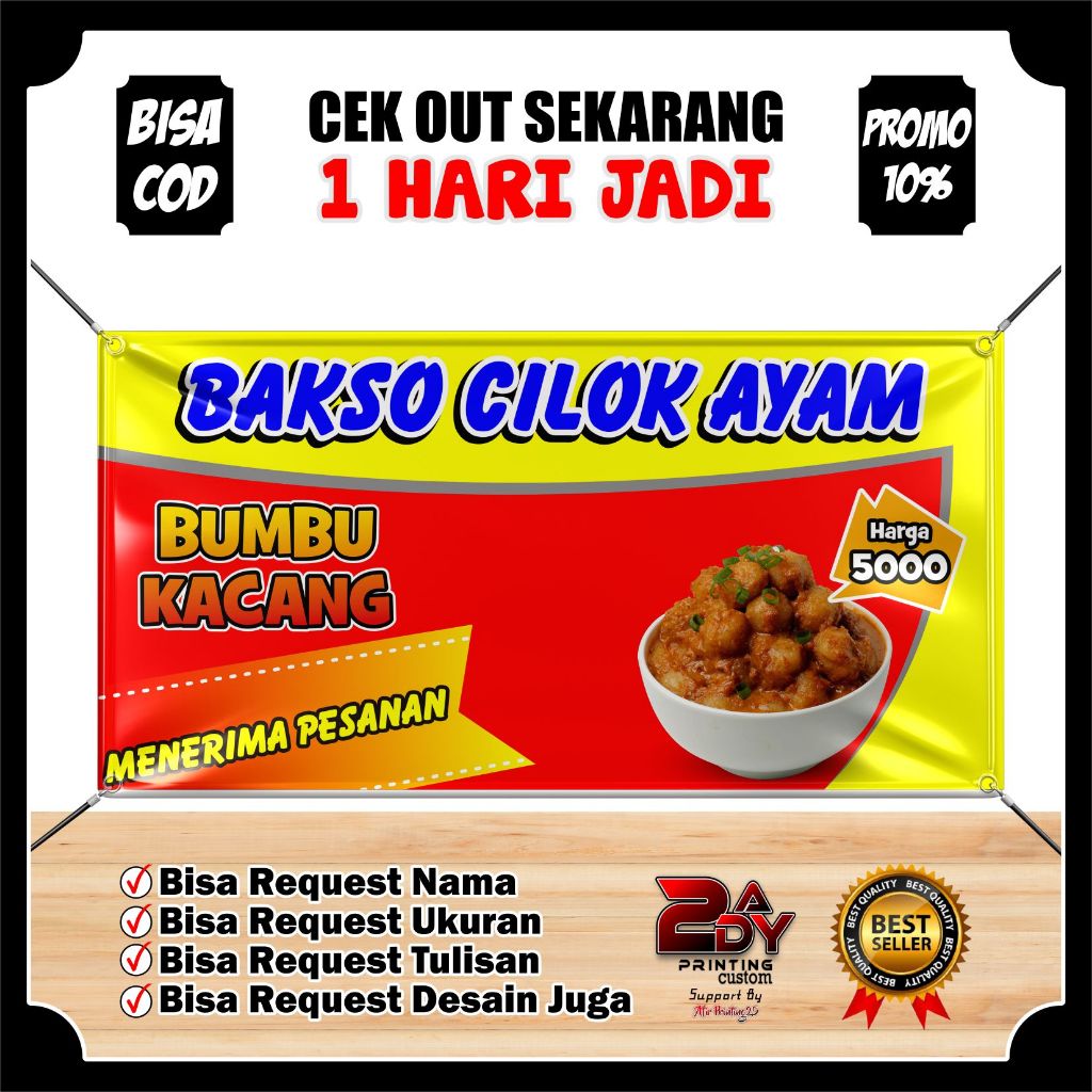 Jual Spanduk/Banner Cilok Baso Ayam Ukuran 150x60cm | Shopee Indonesia