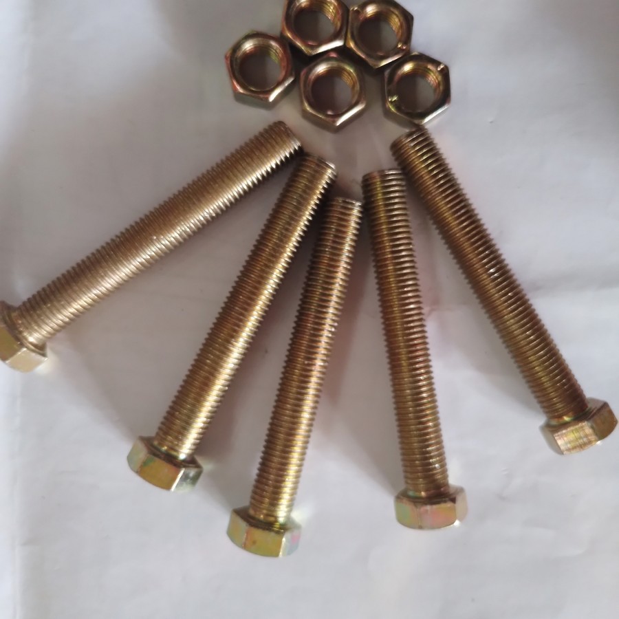 Jual Baut + Mur Besi Kuning 12×60/BN Kuning Drat Halus/Kunci 17 ...
