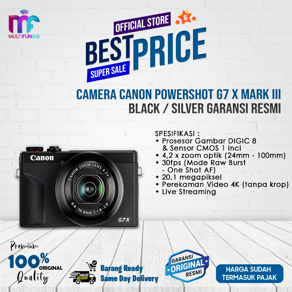 Jual Camera Canon PowerShot G7 X Mark III Black / Silver Garansi Resmi | Shopee Indonesia