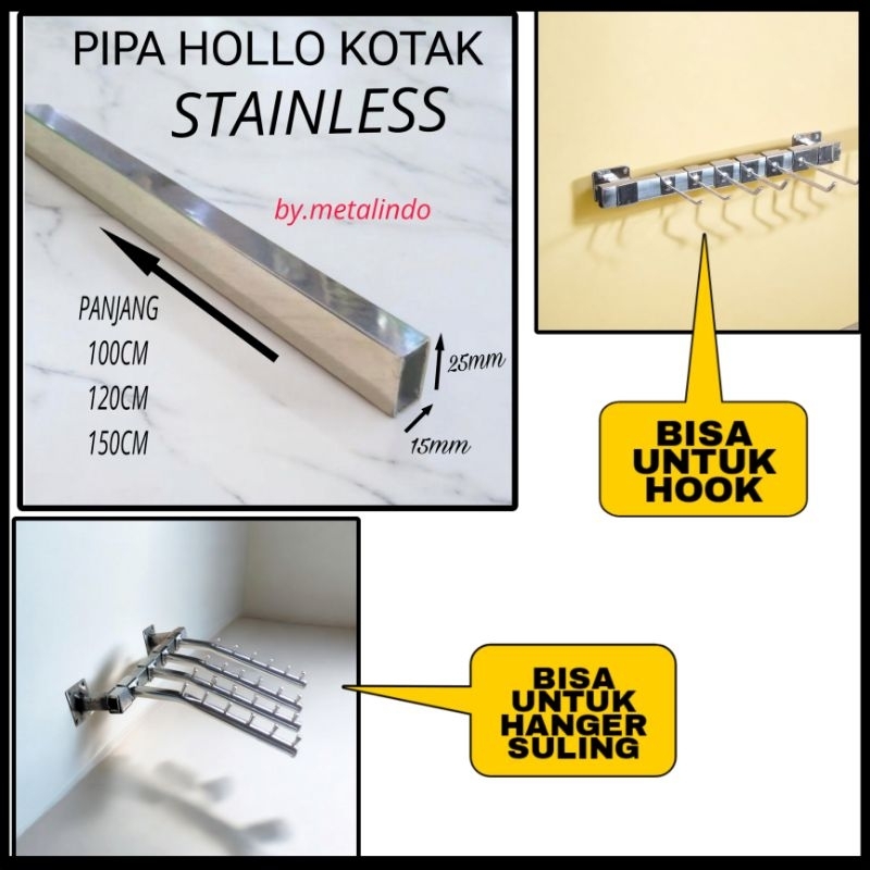 Jual Metalindo Pipa Kotak Stainless Pipa Hollo Display Pipa Display ...