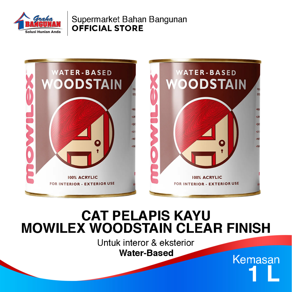 Jual Cat Pelapis Kayu Premium Mowilex Woodstain Clear Finish 1 L ...