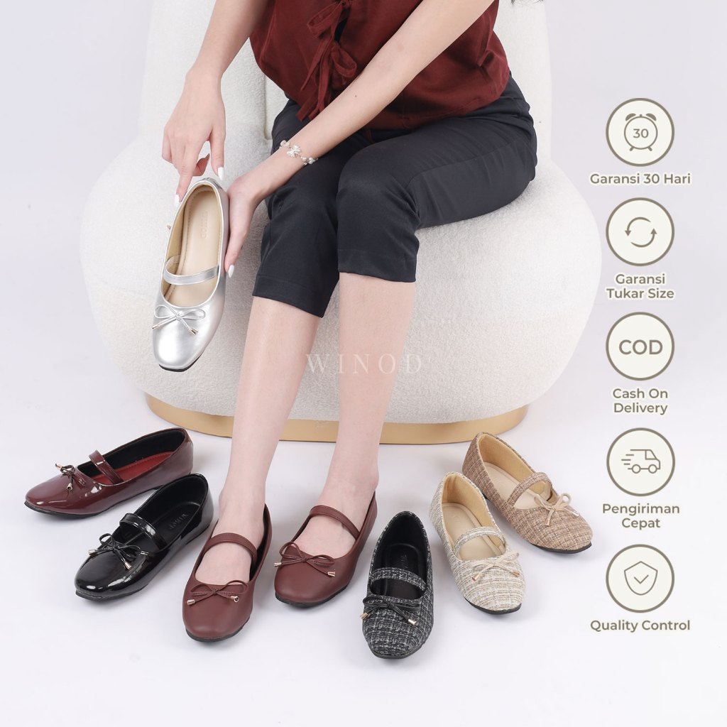 Jual WINOD Liza Sepatu Flatshoes Wanita Sepatu Kerja | Shopee Indonesia