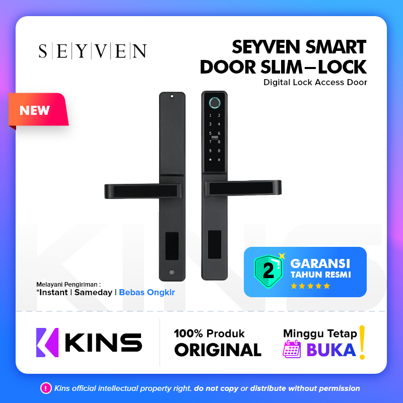 Jual SEYVEN Slim Lock Smart Slim Door Lock Aluminium Door Lock Smart Door Digital | Shopee Indonesia