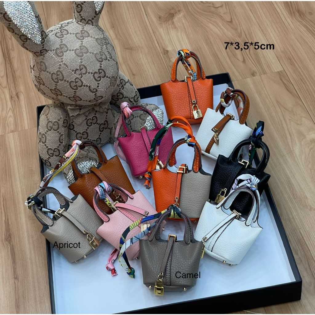 Jual GANTUNGAN TAS MINI BAG CHARMS LEATHER KEY CASE COIN BASKET BAG ...