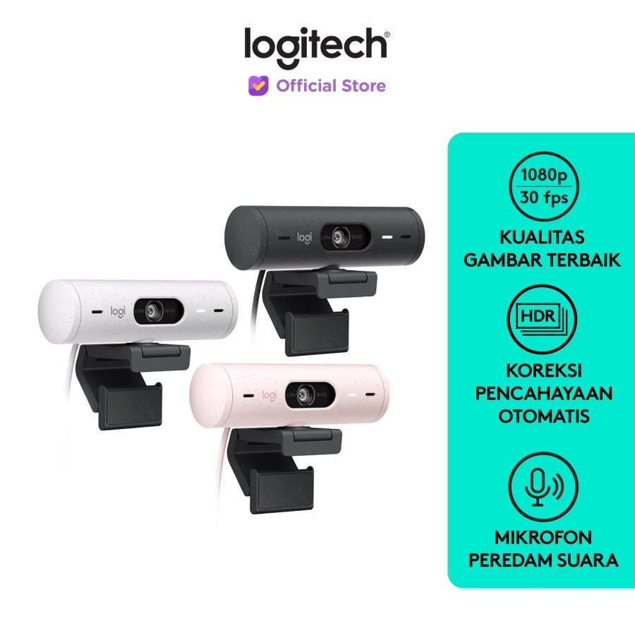 Jual Logitech Brio 500 Webcam Full HD HDR Noise Cancelling Ultra Wide ...