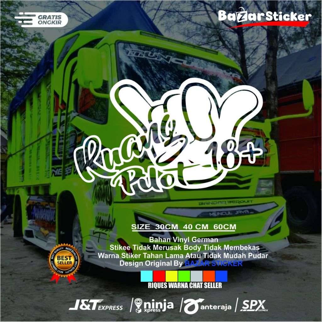 Jual STIKER KACA RUANG PILOT 18+ STICKER CUTTING KACA MOBIL TRUK PICK ...